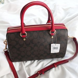 Coach | Bags | Nwt Coach Rowan Satchel In Signature Canvas Brown Red ...